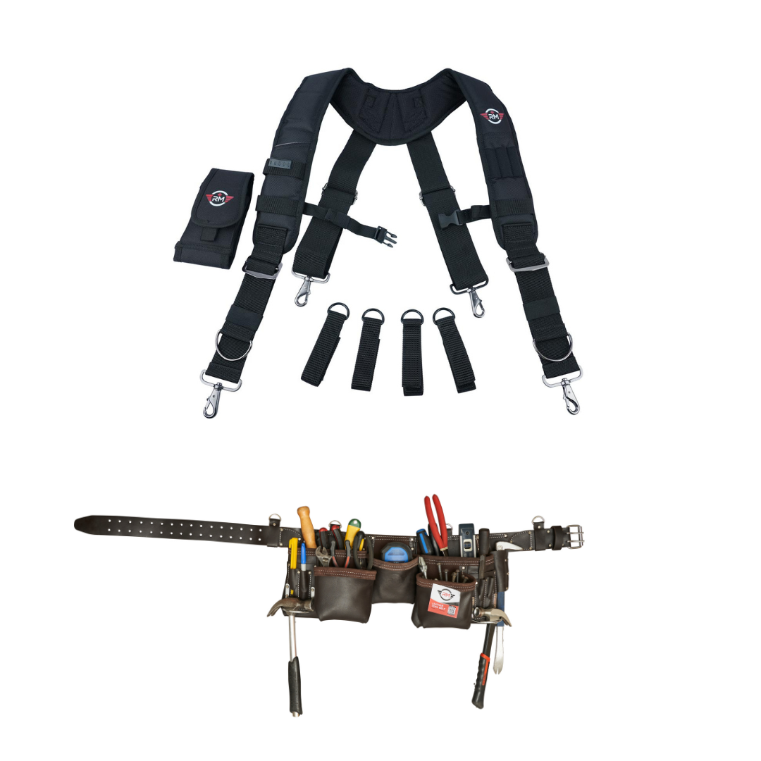 RM Oil Tan Leather Tool Belt With Suspenders